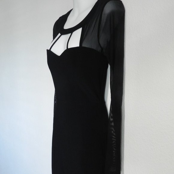 Foreign Exchange | Dresses | Sexy Long Mesh Sleeve Window Pane Cutout ...